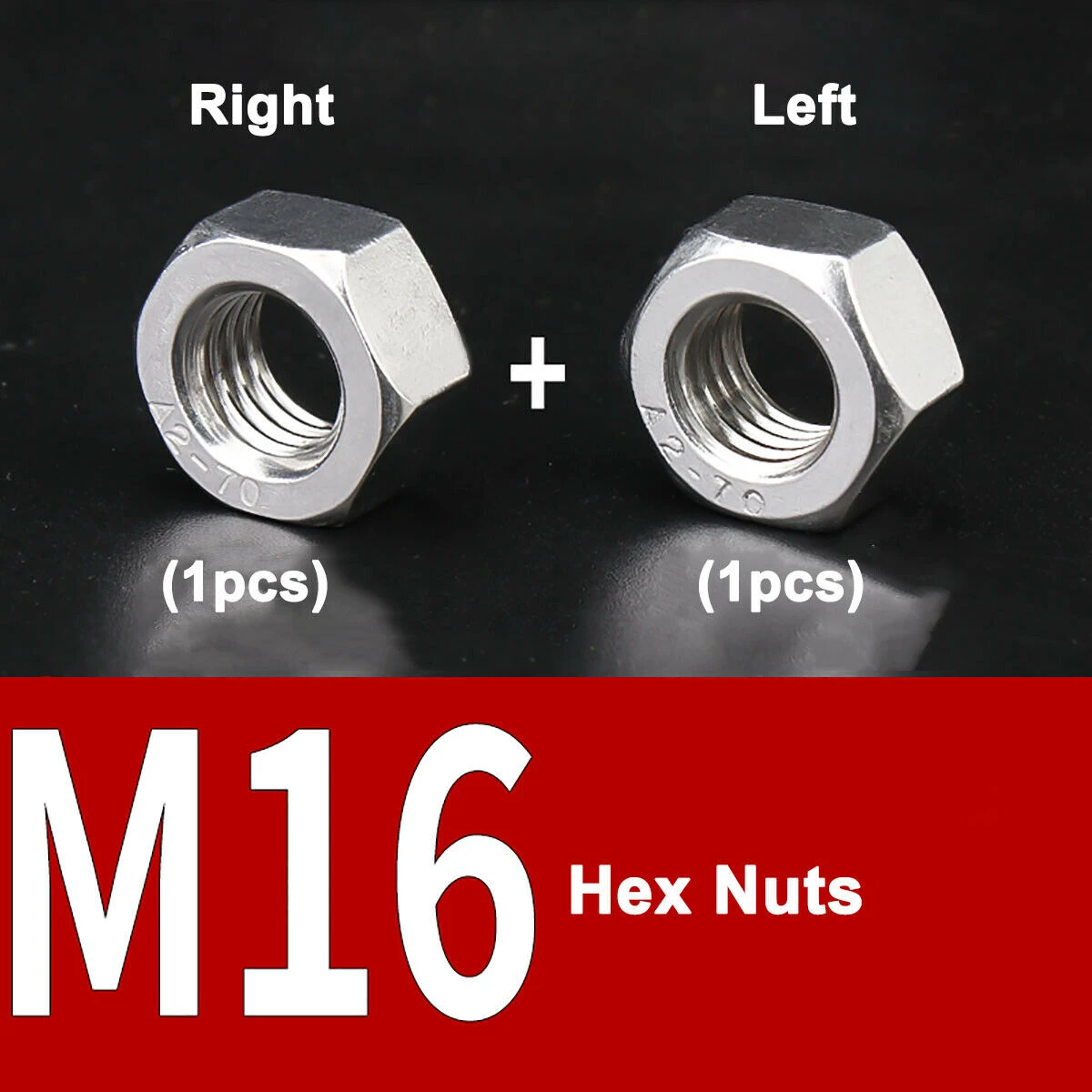 ECROU,M16--Kit'écrous hexagonaux en acier inoxydable M4 ~ M16 304 A2 ...