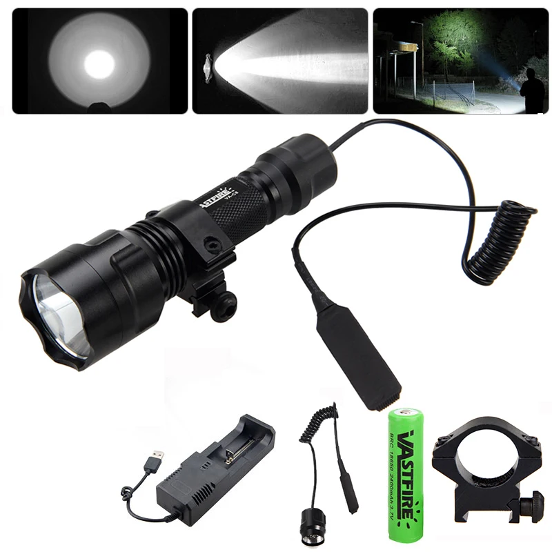 Hunting Lights Tactical Flashlight T6/L2 Torch with 18650 Pressure ...