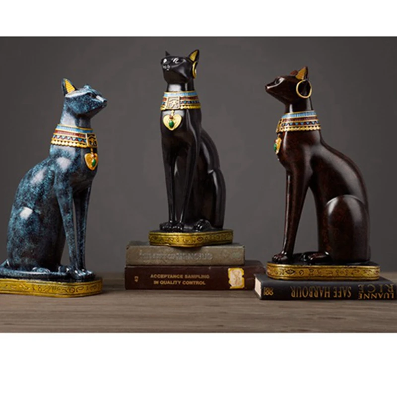 Ancient-Egyptian-Sacred-Cat-Figurine-Resin-Large-Cat-God-Decoration ...