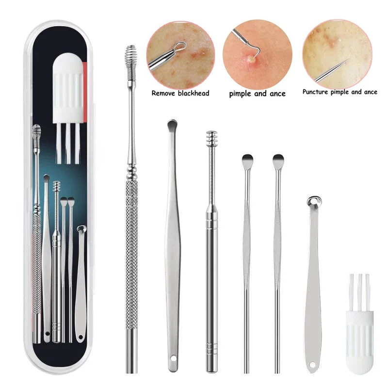 4 7 Pcs Stainless Steel Acne Removal Needles Pimple Blackhead Remover ...