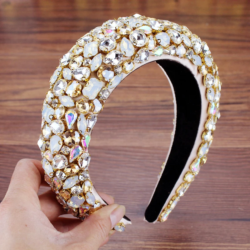 Boho Gorgeous Full Diamante Padded Baroque Headbands Luxury Crystal ...