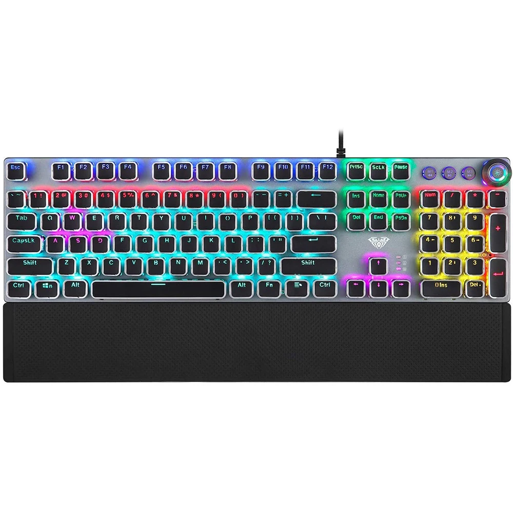 New Aula Mechanical Keyboard 87 104 Anti-ghosting Luminous Blue Black ...