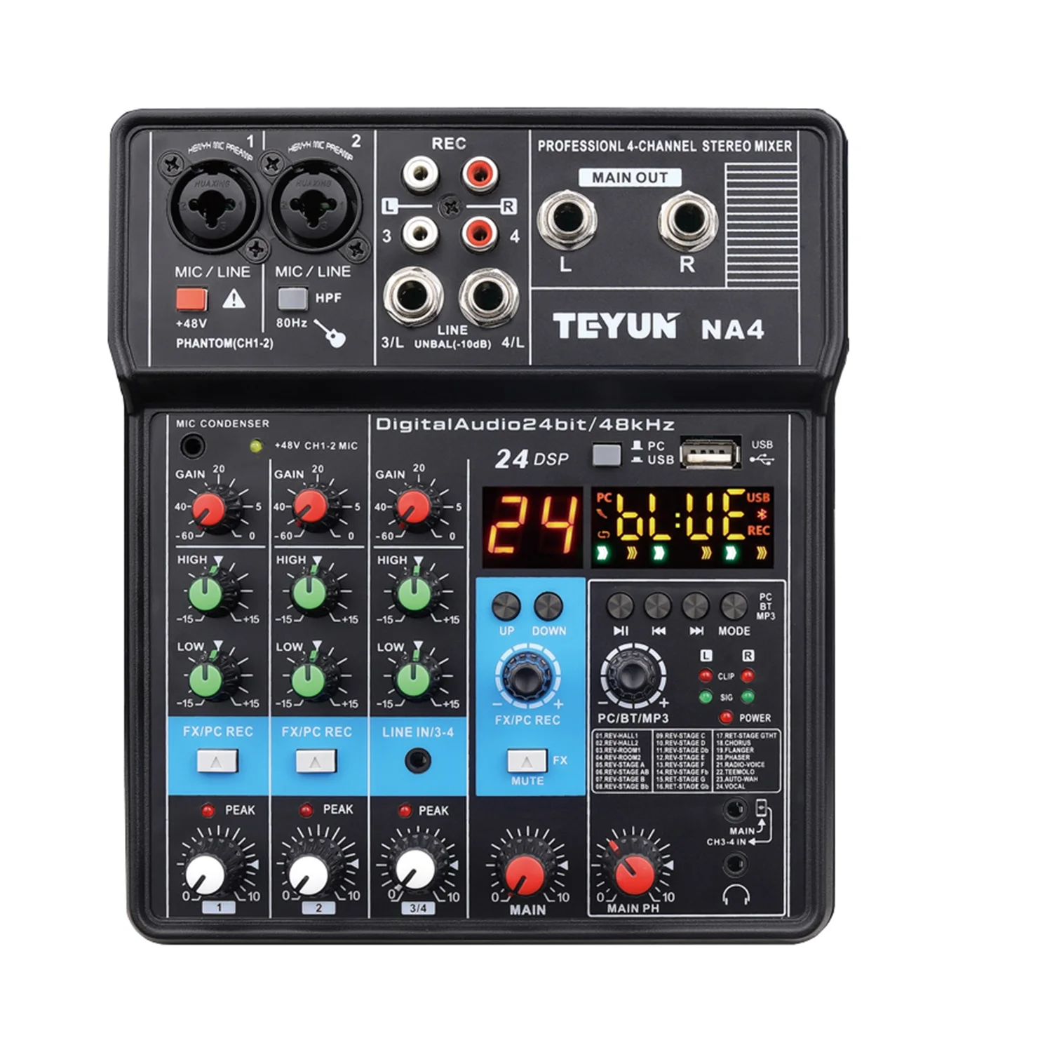 4/6/8 Channel Professional Sound Card Audio Mixer PC USB Play Record ...