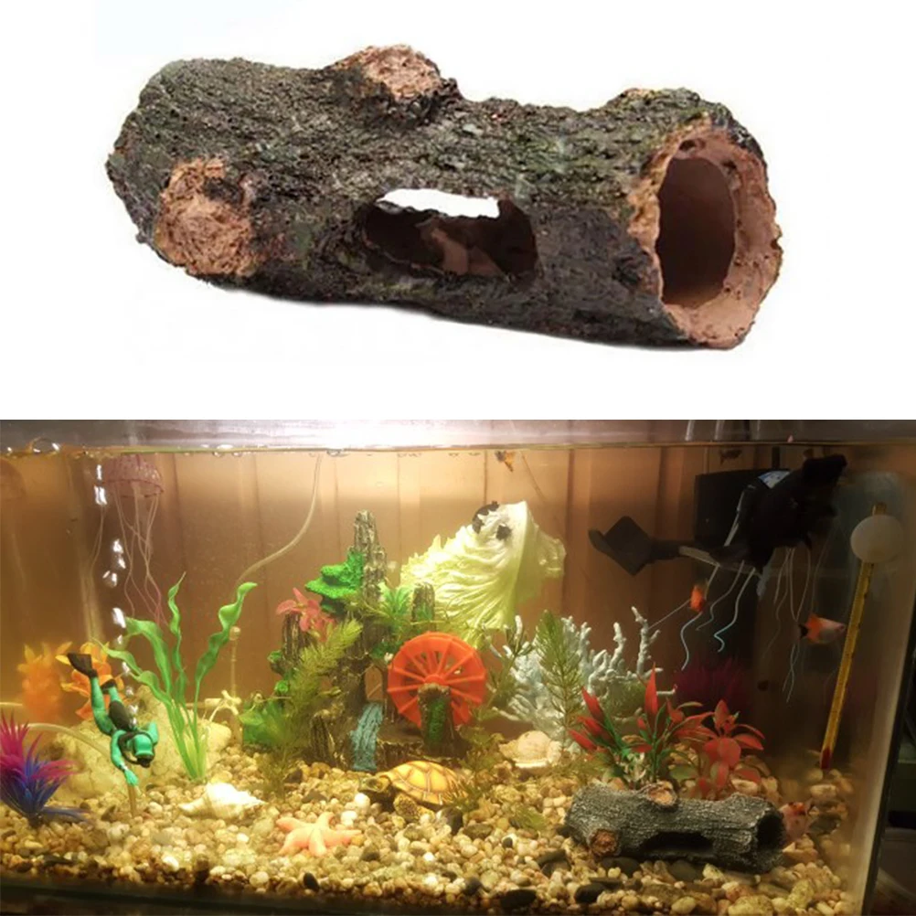 Resin-Aquarium-Ornament-Hollow-Trunk-Fish-Tank-Tree-Log-Wood-Landscape ...