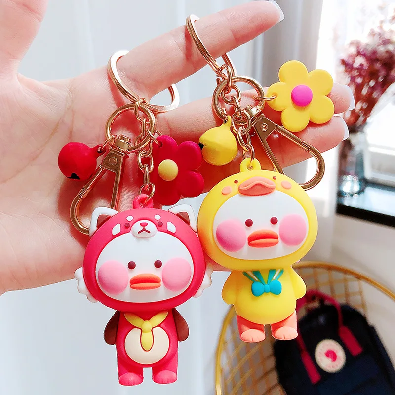 Korean Cute Yellow Duck Keychain Female Girl Cartoon Doll Key Chain Bag ...