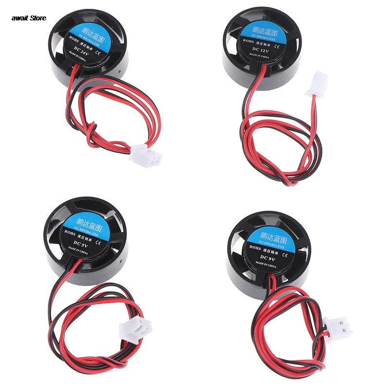 25.5x10mm 5v 9v 12v 24v Round Mini Cooling Fan For Led Lamps Computer ...