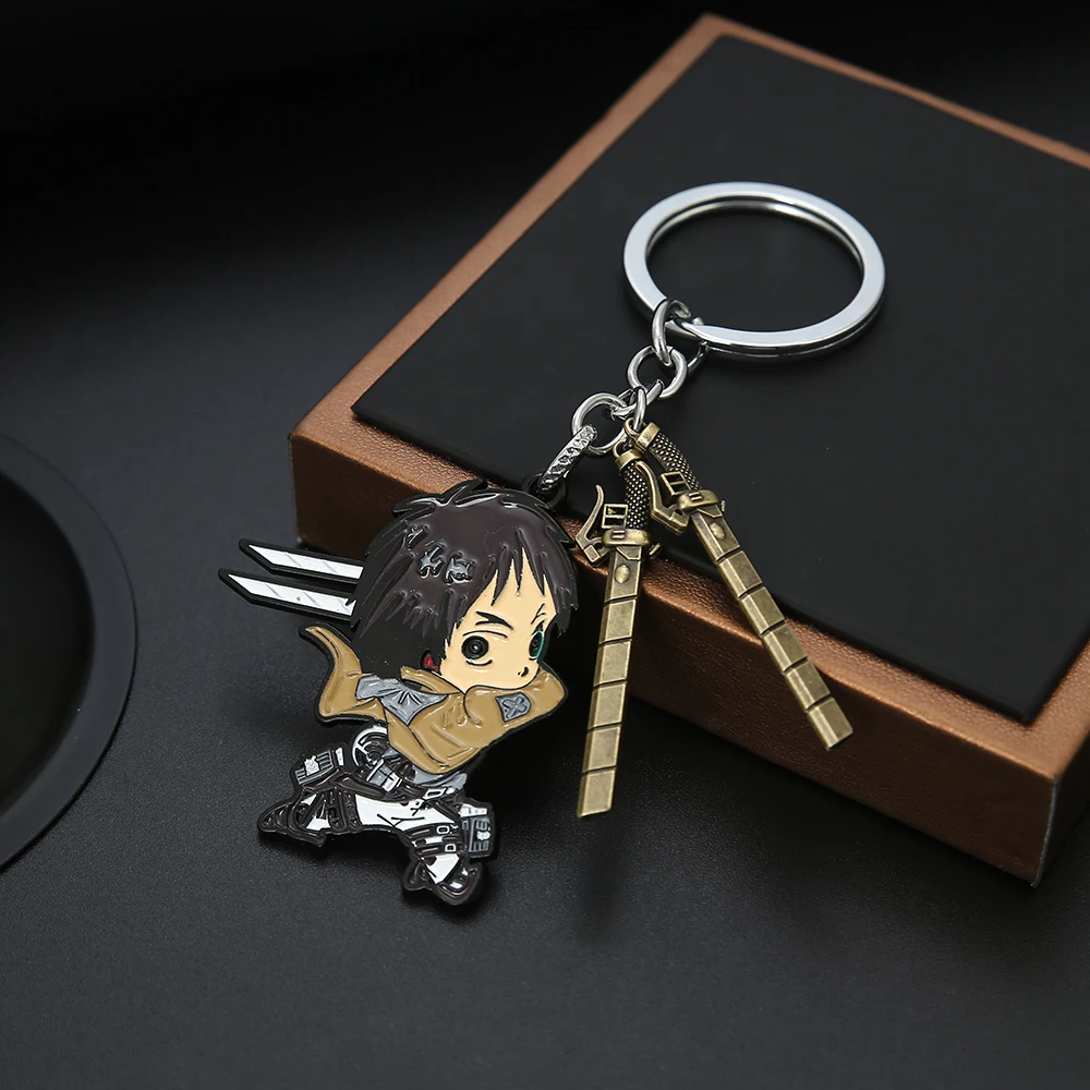 Anime Attack on Titan Keychain Eren Jaeger Figures Keyring Key Holder ...