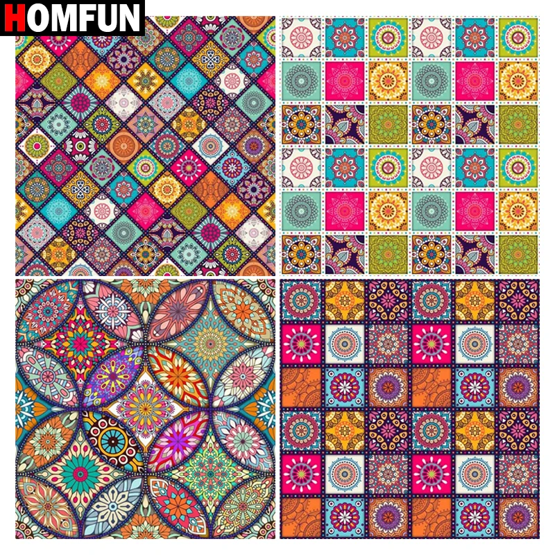 HOMFUN Full Square/Round Drill 5D DIY Diamond Painting "Plaid mandala ...