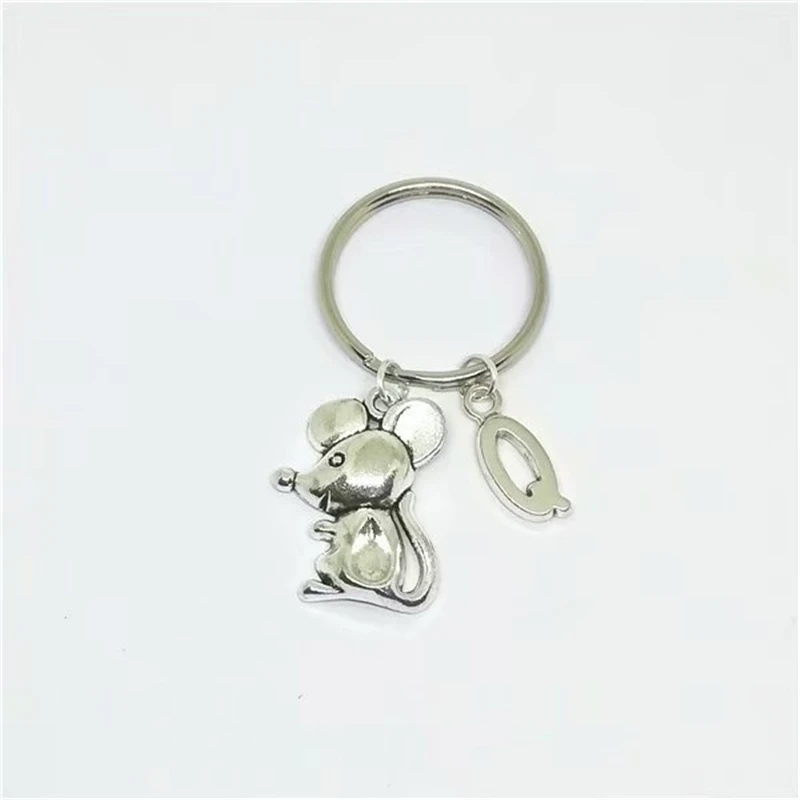 MOUSE-KEYCHAIN-with-Initial-Charm-Cute-Rat-Mouse-Pendant-Key-Ring-Key ...