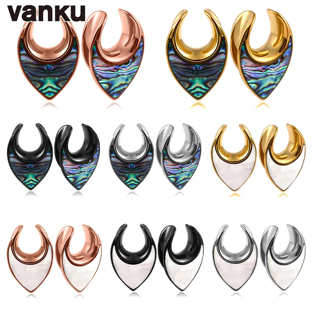 Vanku-10pcs-Saddles-Weights-Abalone-Shell-Tunnel-Expander-Gauge-Plugs ...