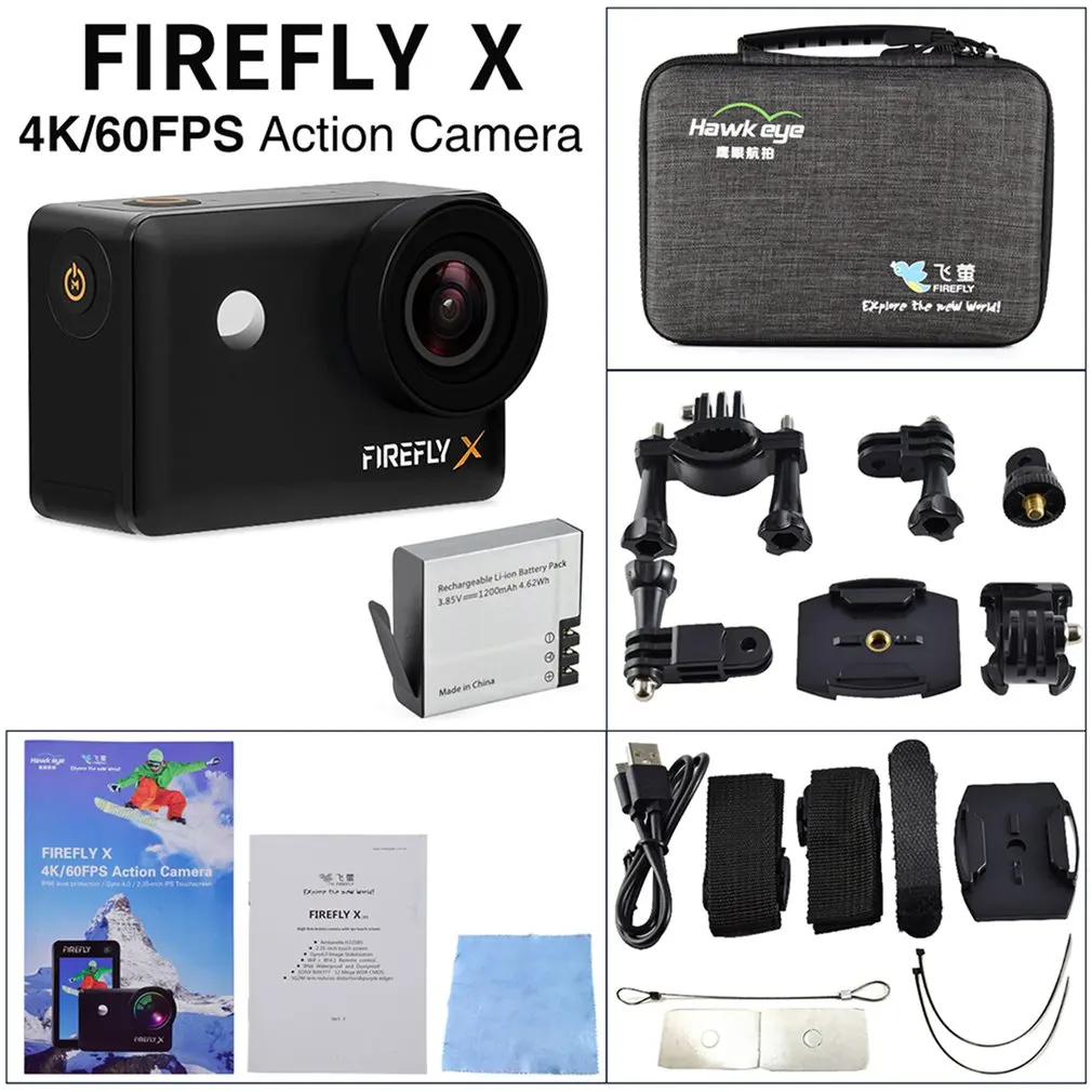 Firefly X WiFi FPV 4K Action Camera 170 Degree Wide Angle Sports Camera ...