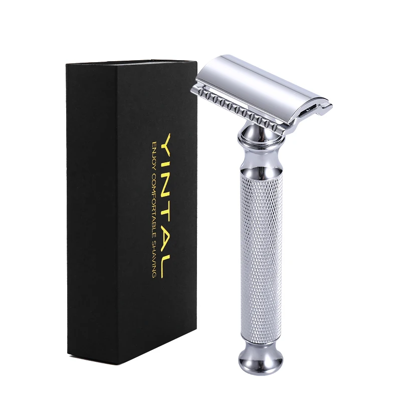 Men Shaving Classic Safety Razor Stainless Steel Chrome Double Edge ...