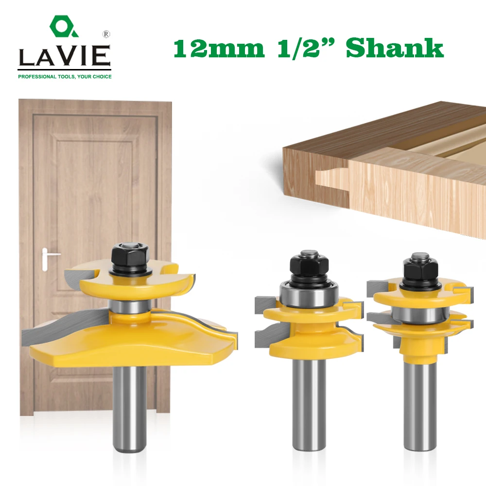 3PCS 12 MILLIMETRI 1/2 "Ogee Rail & Stile Backcutter Router Bit ...