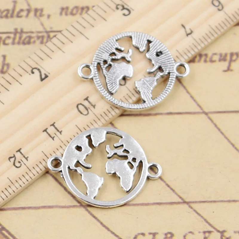 20pcs Charms World Map Link Earth Connector 20x26mm Tibetan Bronze ...