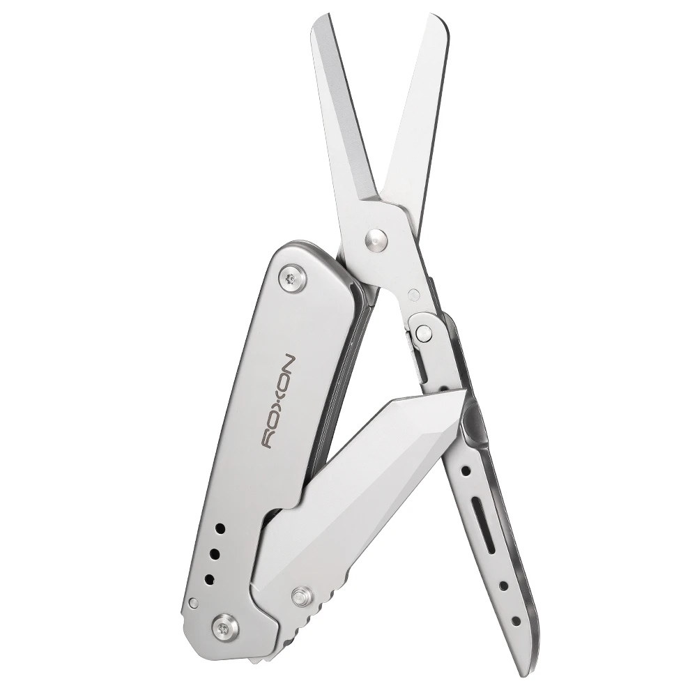 Roxon Folding Pocket Knife And Scissors 2 In 1 Edc Multi Tool With Belt ...