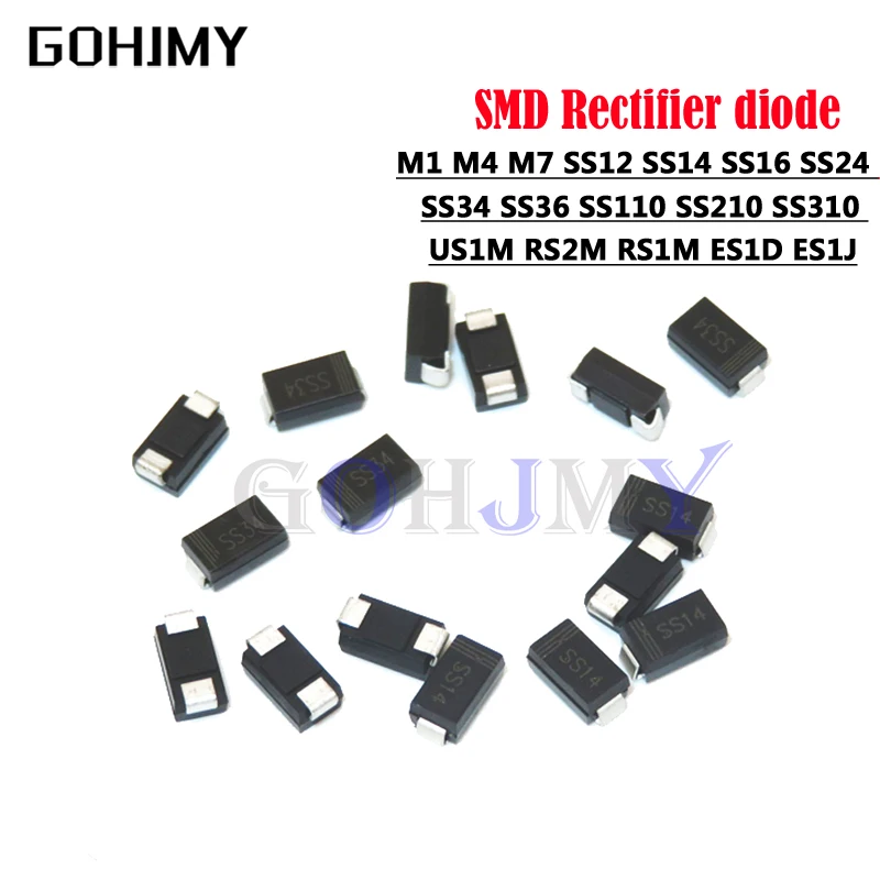 100pcs Rectifier Diode M1 M4 M7 Ss12 Ss14 Ss16 Ss24 Ss34 Ss36 Ss110 ...