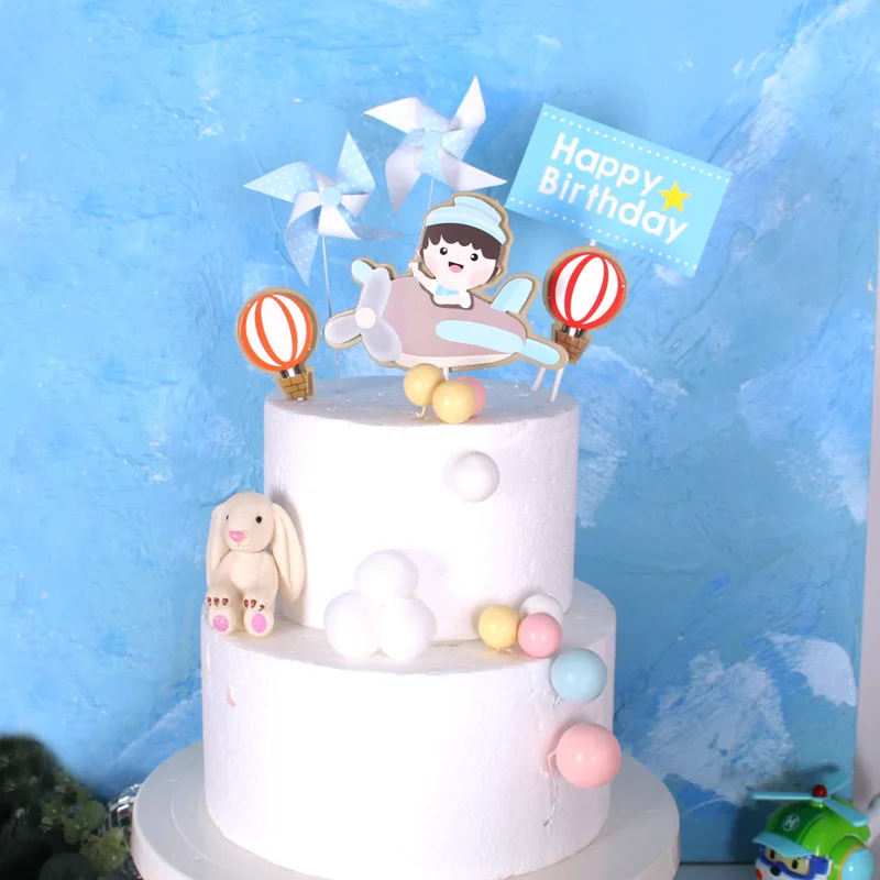 INS Aviator Dream Happy Birthday Cake Topper Fighter Birthday Cupcake ...