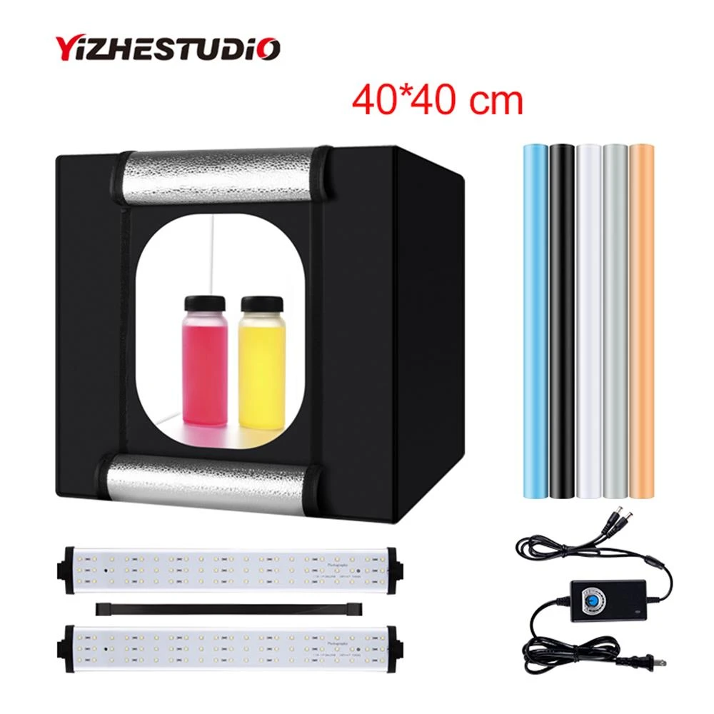 Yizhestudio photo box 40*40 cm LED Light box tabletop Shooting foldable ...