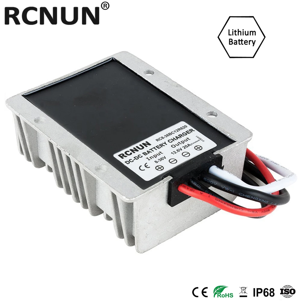 Rcnun Dc 8-36v 12v To Dc 12.6v 13.8v 14.6v 16.8v 20a Dual Battery Charger For 12v Lifepo4 ...