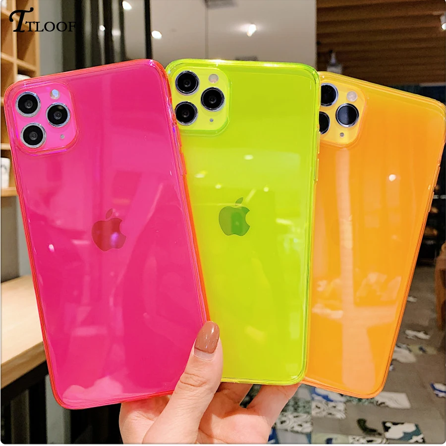 Neon Fluorescent Color Phone Cases For iphone 15 14 13 12 11 Pro Max ...