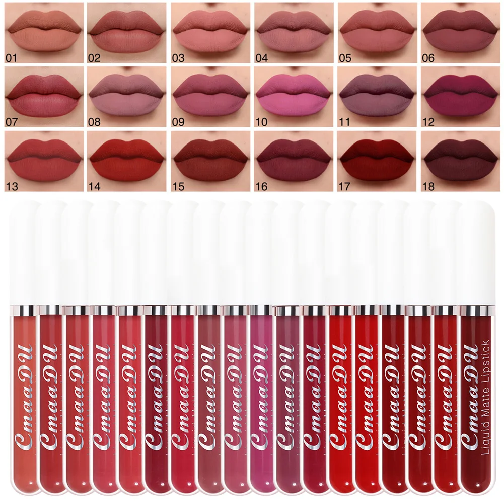 18 cores maquiagem fosco batom líquido à prova dwaterproof água e suor ...