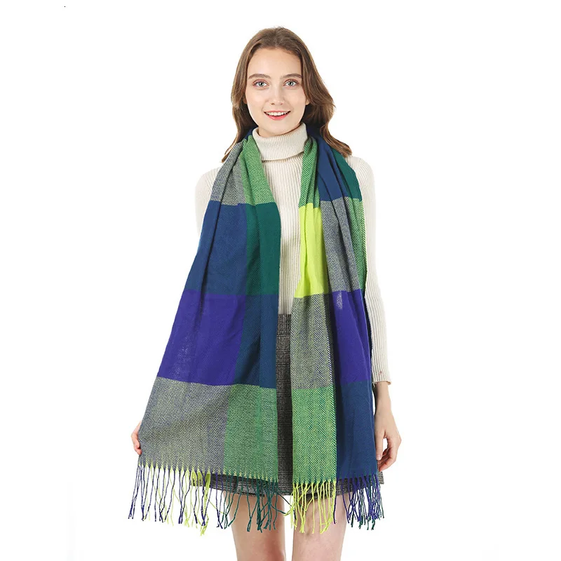 Bufandas largas a cuadros con borla de invierno de nueva moda para ...