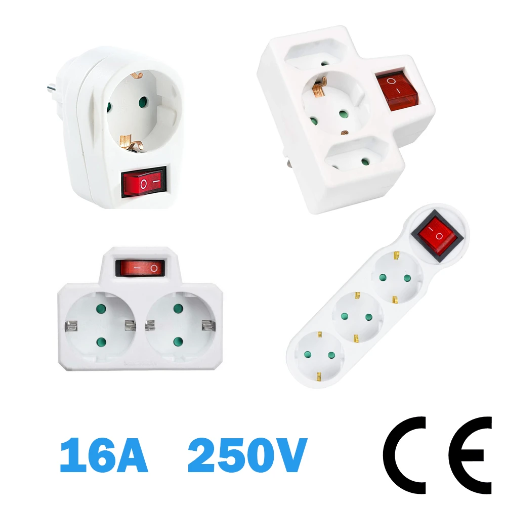 European Electrical Sockets With Switch 16a 250v Eu Surface-mounted ...