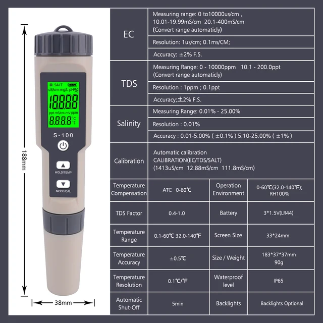 Tds Meter Buy 2 In 1 Salt Tester Digital Salinity Meter With ATC ...