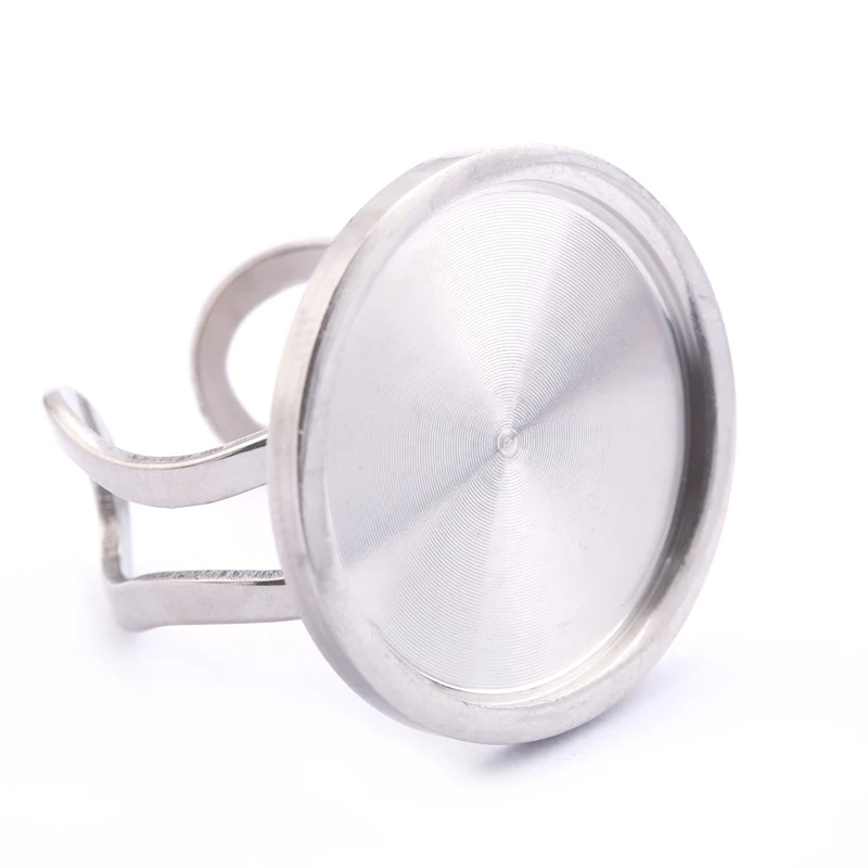 3pcs Stainless Steel Cabochon Ring Base Setting Fit 20mm Round Glass ...