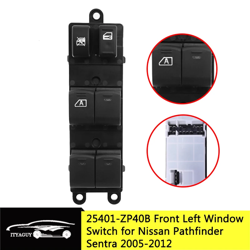 25401 ZP40B Front Left Drive Electric Master Window Switch Button For ...