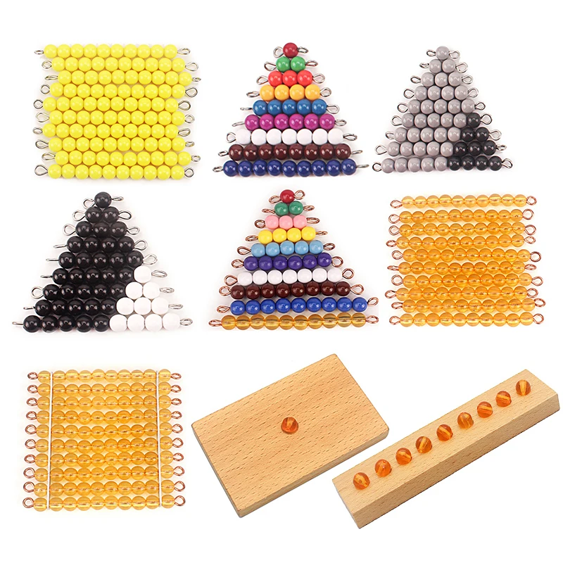 Montessori-Math-Counting-Toy-Plastic-Golden-Pearls-Square-Beads-Colored ...