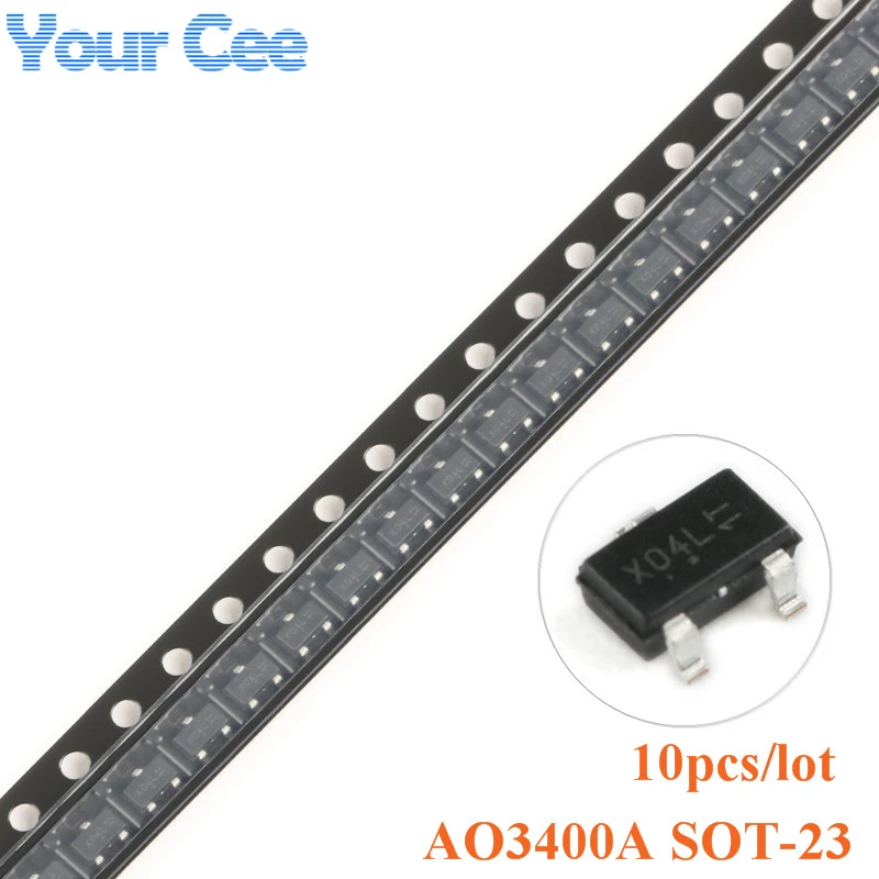 10pcs AO3400A AO3400 transistor n channel 30V 5.7A SMD transistor SOT ...