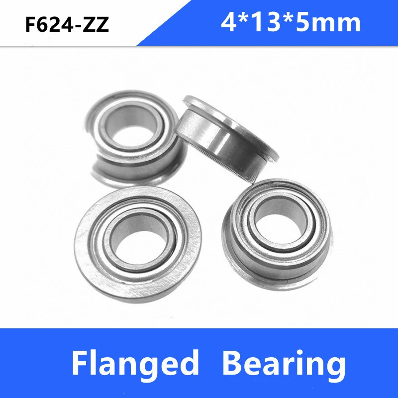 50/100Pcs Flanged Bearing F624ZZ F624Z F624-ZZ Z 4X13X5Mm หน้าแปลนลึก ...
