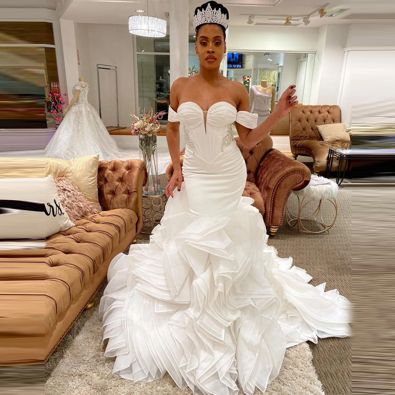 Organza Ruffle Wedding Dress