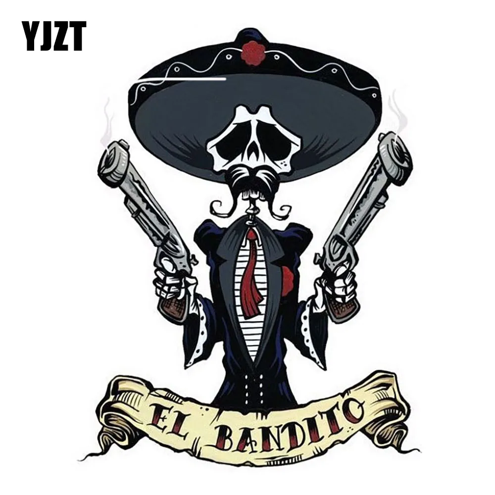 Yjzt 10cm*12.7cm Car Accessories El Bandito Skull Car Sticker Style ...