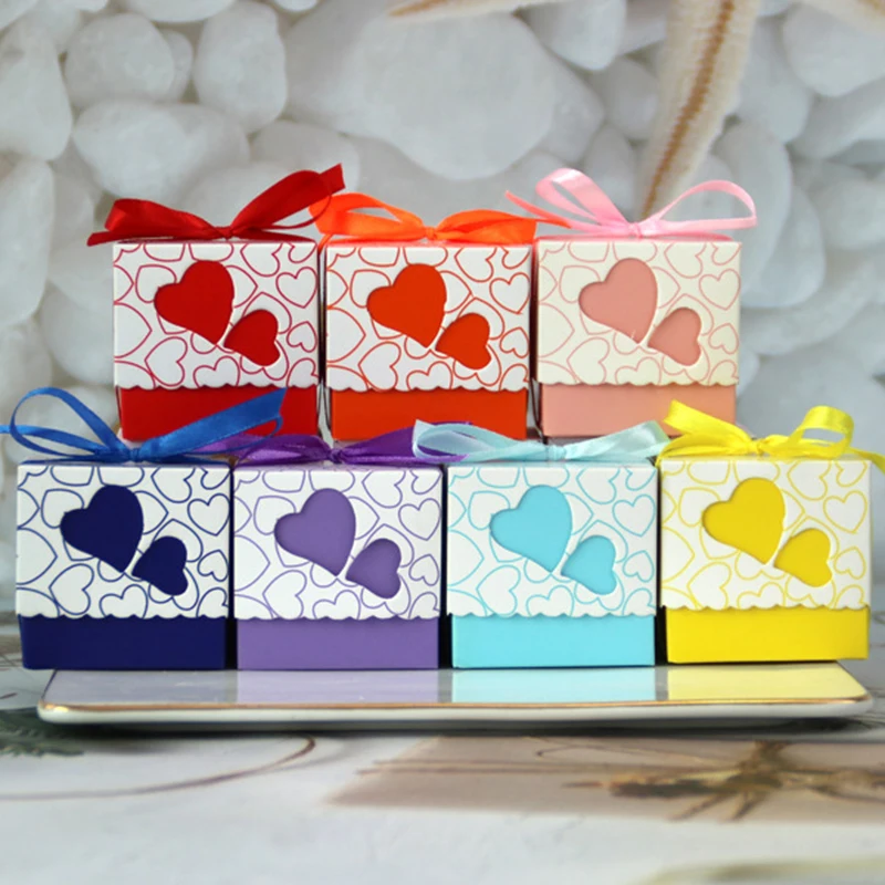 50/100pcs Love Heart Candy Box Sweet Container Favor And Gift Boxes ...