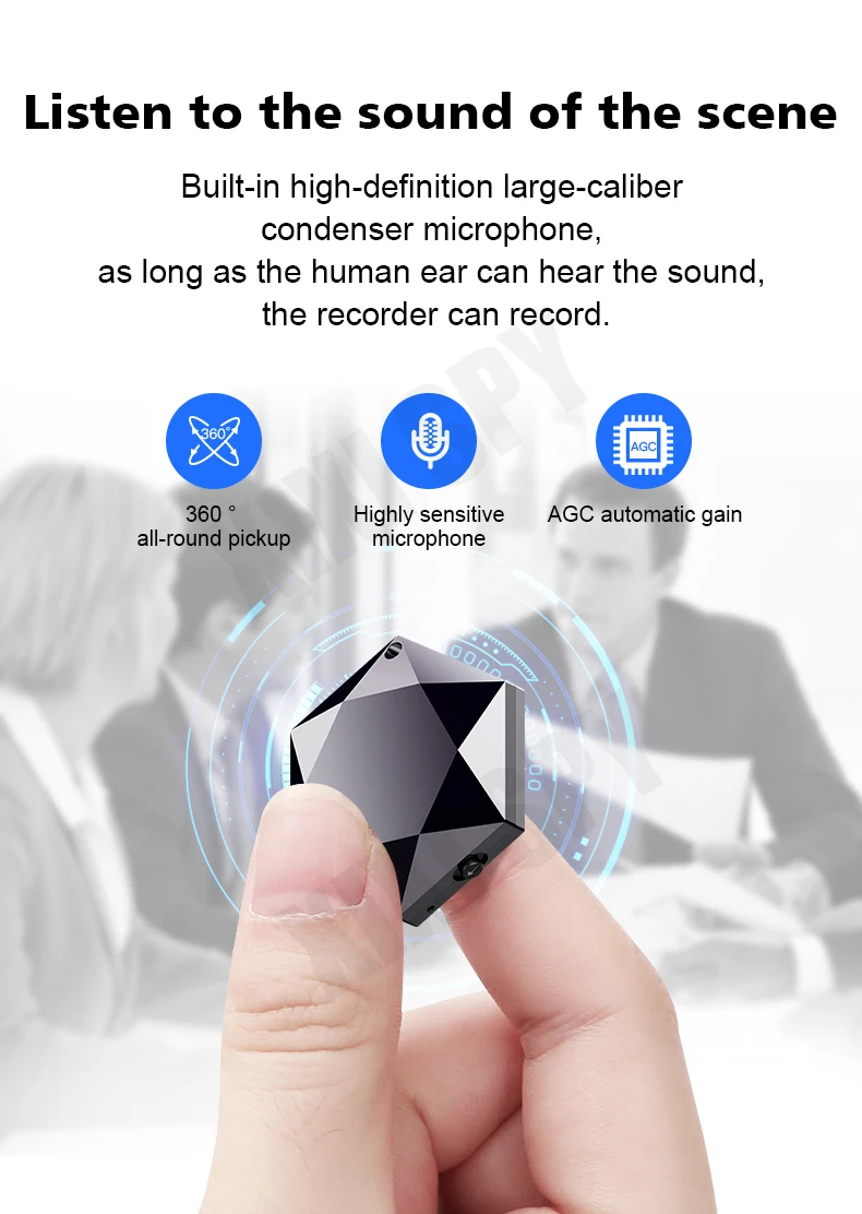 Avec micro-adaptateur - 8G - Mini enregistreur vocal, micro audio ...