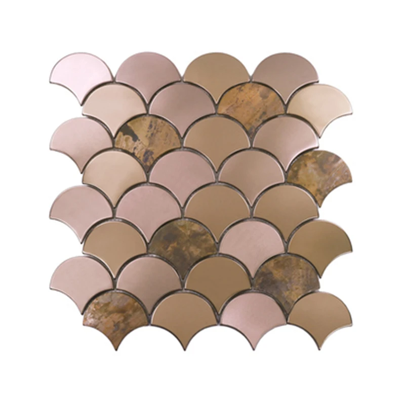 Antique Copper Fish Scale Metal Brass Mosaic Tiles, Luxury Rose Gold ...