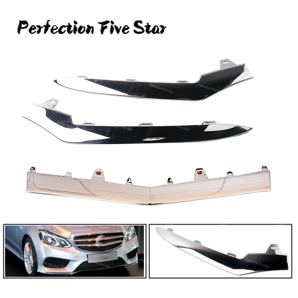Left Right Middle Front Bumper Lower Chrome Trim Molding 2128852674 ...