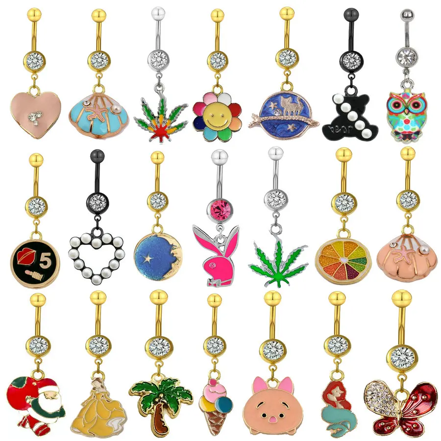 10pcs/lot Mix Style Sexy Navel Belly Ring Bar Body Piercing Ombligo ...