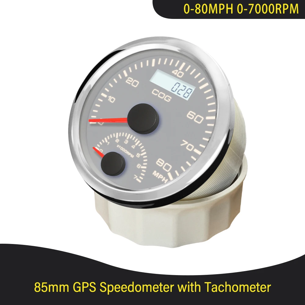 Boat 85mm 80MPH GPS Speedometer 0 7000RPM Engine Rev Counter with GPS ...