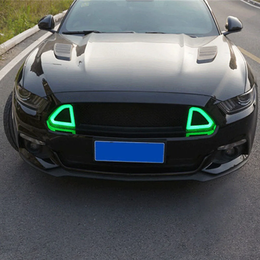 Front Grille Center Grill w/ LED Lamp White /Green Light For Ford ...