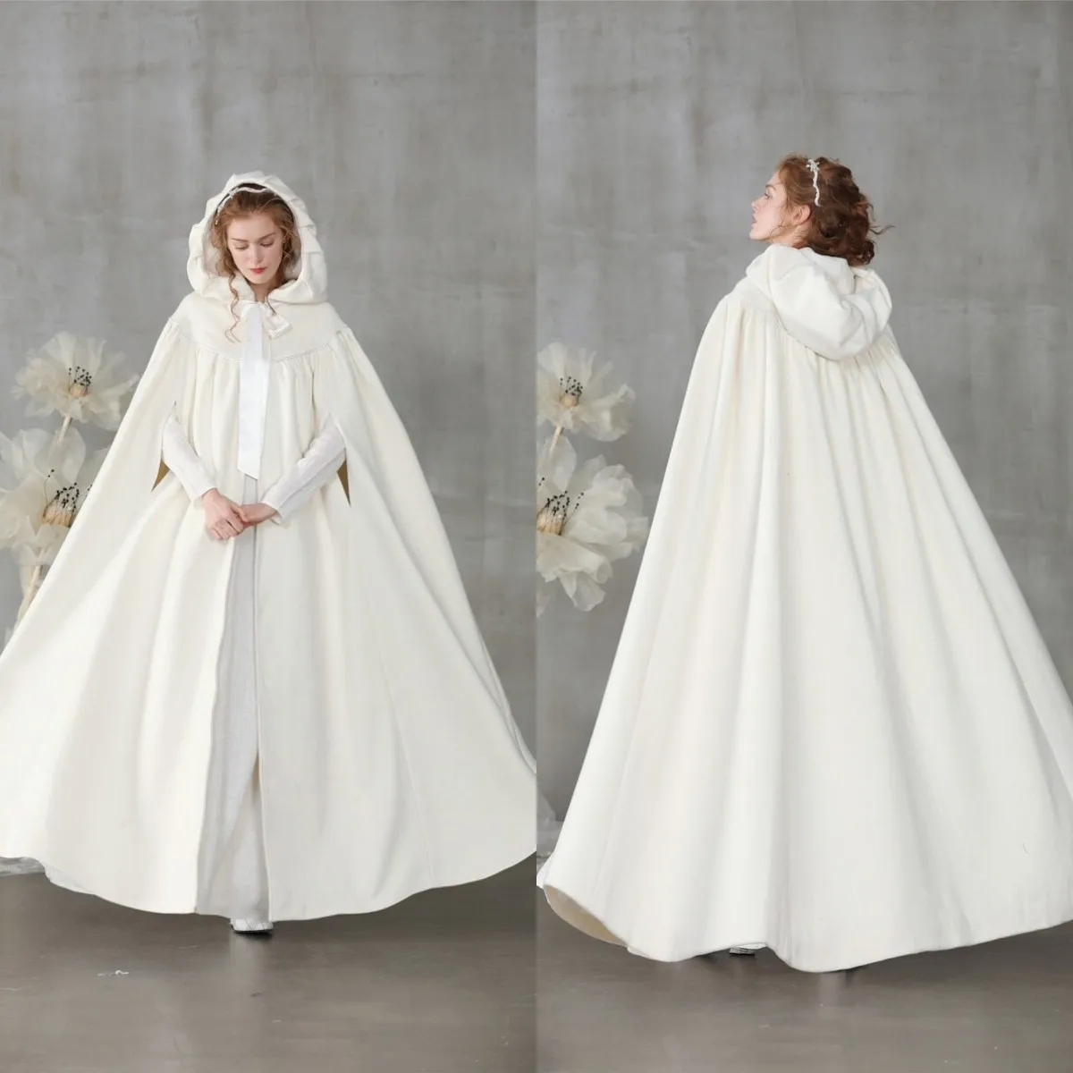 Cheap-Winter-Warm-Ivory-Velvet-Wedding-Hooded-Cloak-Bridal-Cape-with ...
