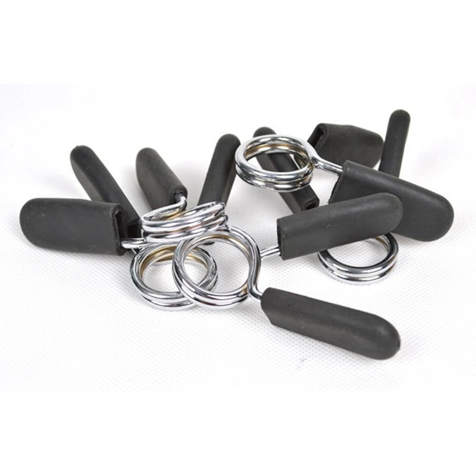 Barbell Clamps 1-Inch & Spring Clips For Weightlifting Fitness Barbell ...