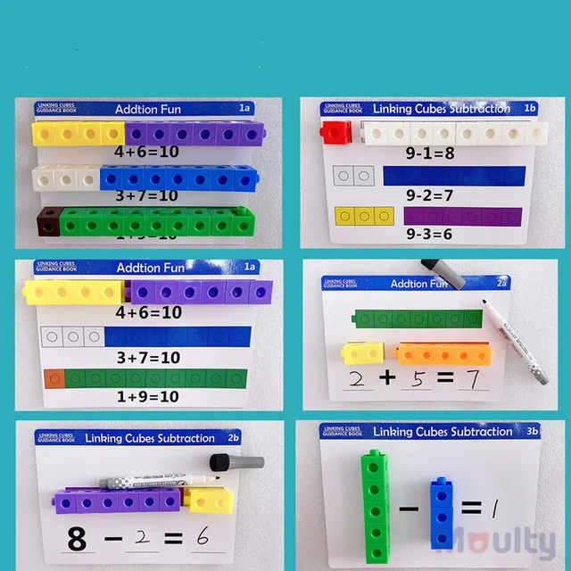 Moulty Linking Math Cubes with Activity Cards Set Number Blocks ...