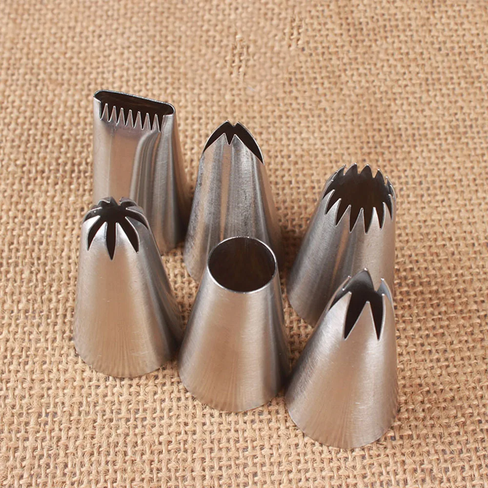6Pcs/Set Stainless Steel Cupcake Cookie Nozzles Icing Piping Pastry ...