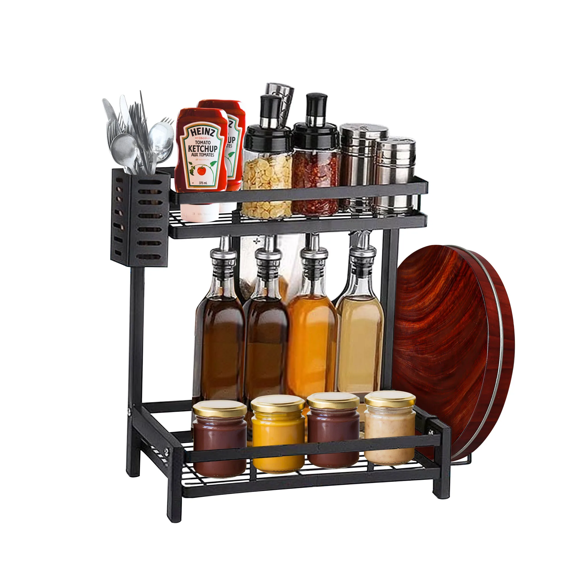 Aquaterior 2 Tier Kitchen Spice Rack Condiment Organizer Countertop ...