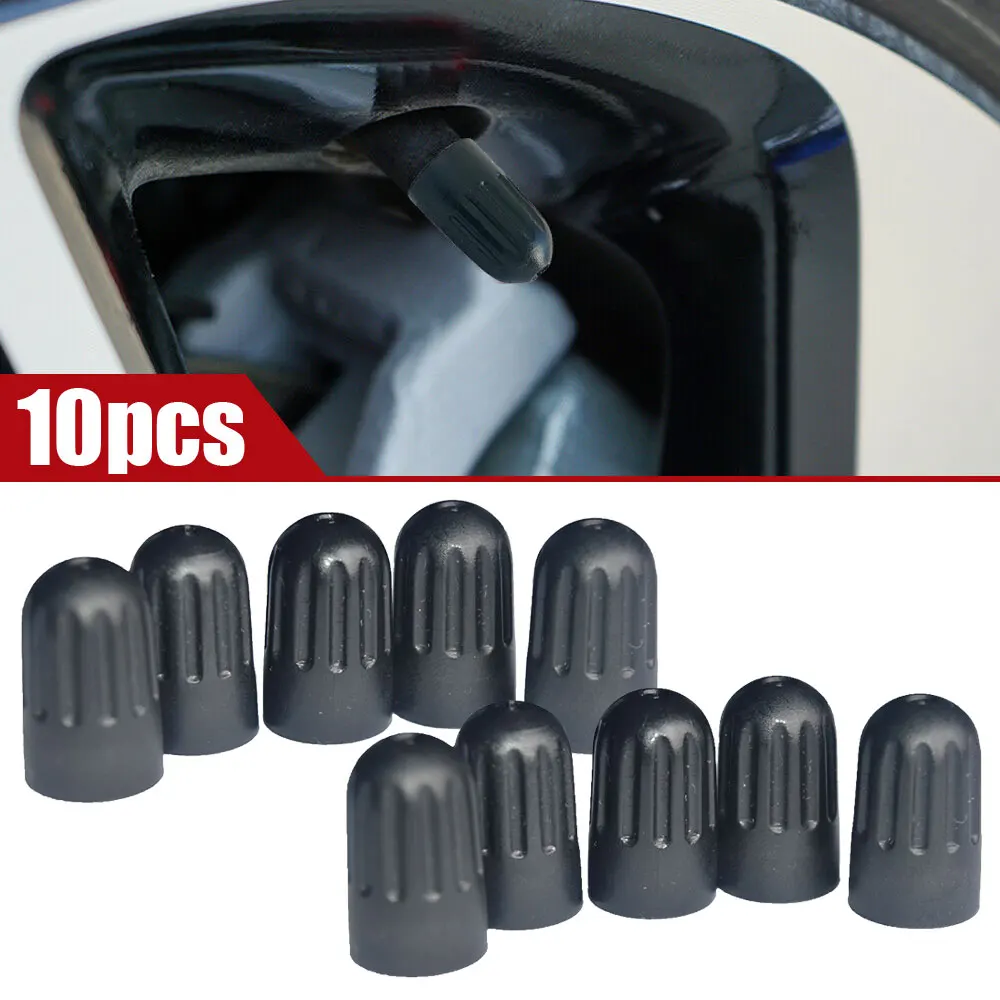10Pcs BLACK Cone Style Plastic Tire/Rim Valve Stem/Wheel Dust Cover ...