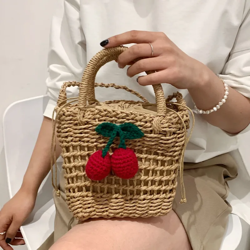 작은 짠 크로스 바디 핸드백 밀짚 직조 어깨 가방 럭셔리 브랜드 디자인 토트 백 여름 해변 숙녀 메신저 가방