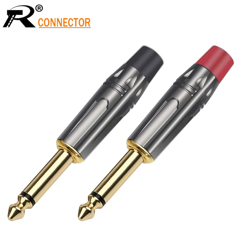 Luxury-Gunmetal-Audio-Plug-Connector-6-35mm-Mono-Plug-Assembly-Conector ...